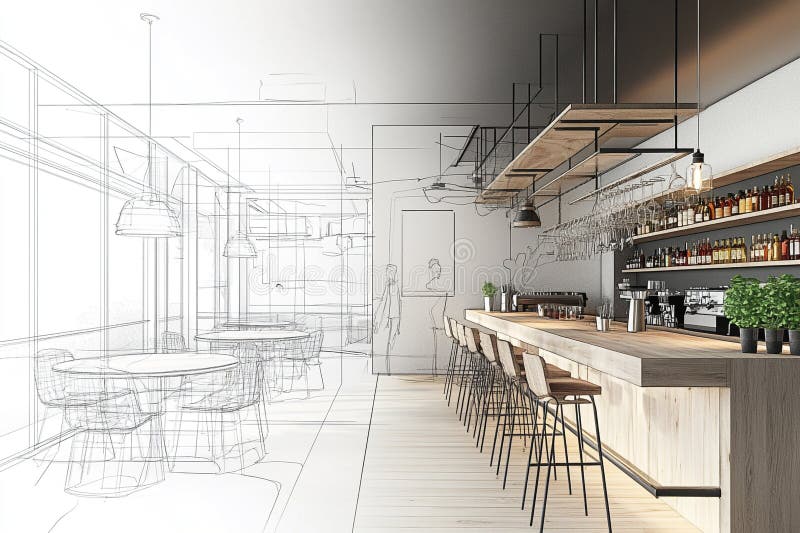Modern Bar Design Sketch To Reality Transformation Inviting Atmosphere ...