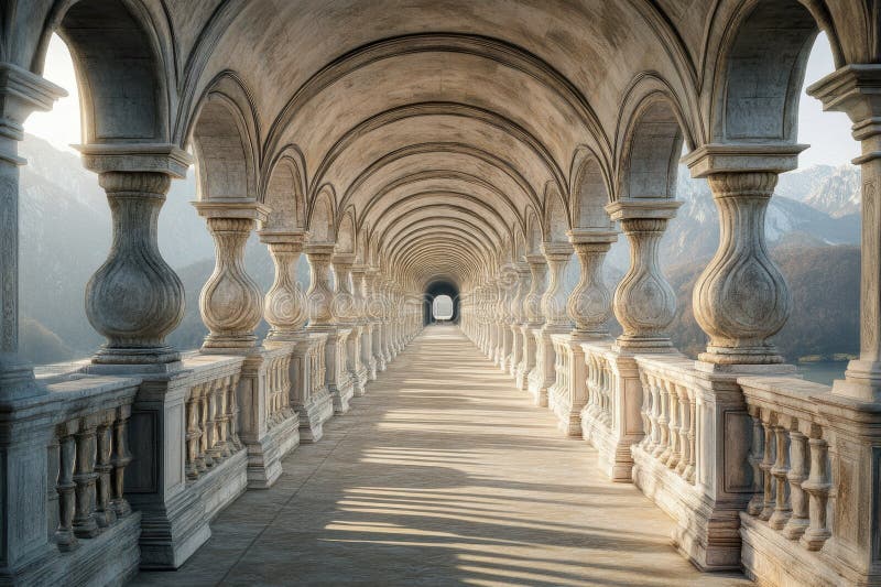 Architectural Walkway Features Multiple Arches with Intricate Designs ...