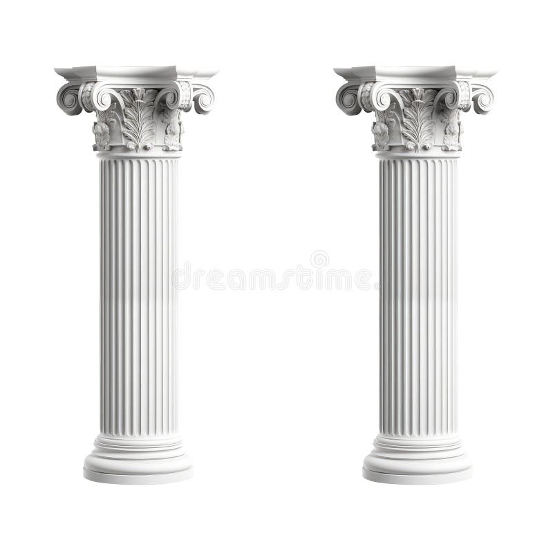Architectural White Columns Ionic Order Isolated on Transparent Png ...