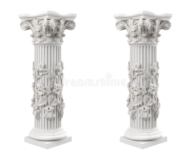 Architectural White Columns Ionic Order Isolated on Transparent Png ...