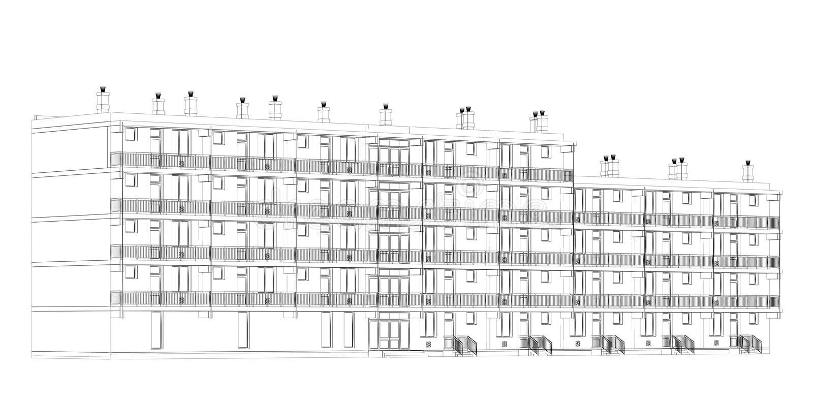 Architectural Wire-frame Plan Stock Illustration - Illustration of home ...