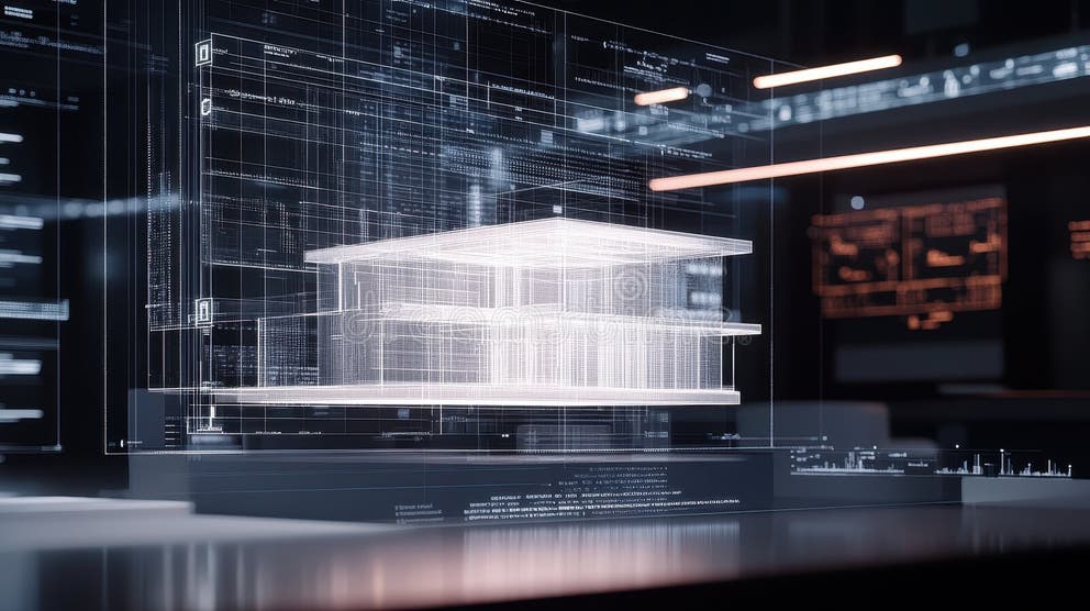 Architectural Wireframe Digital Blueprint for Future Design Innovations ...