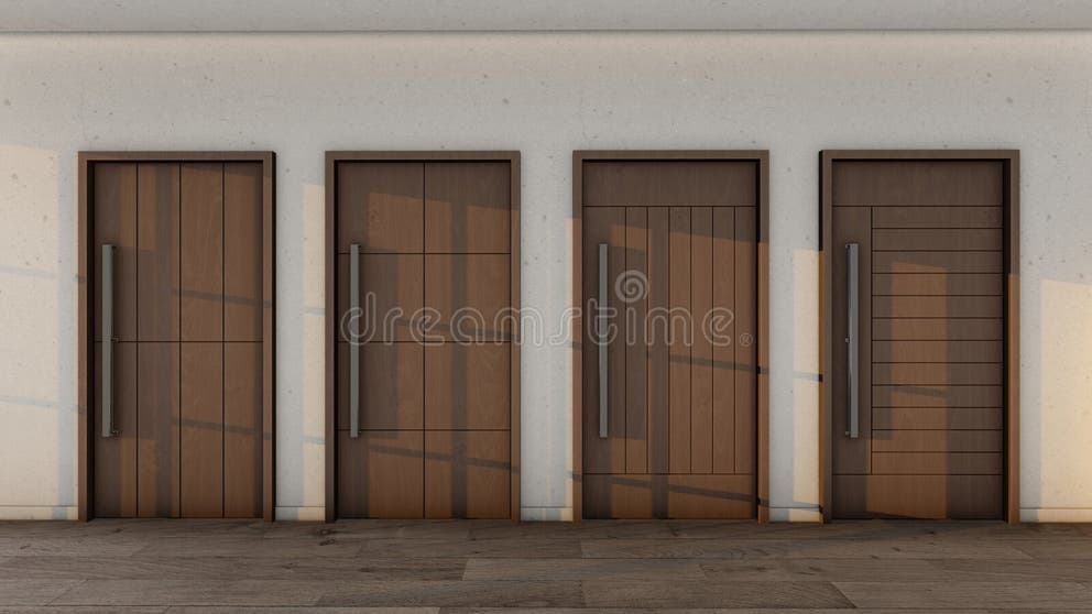 Architectural Wooden Doors Office and Apartment Entryway 3d ...