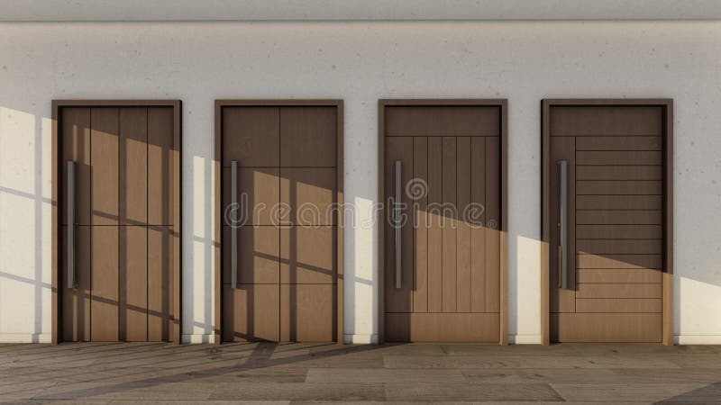 Architectural Wooden Doors Office and Apartment Entryway 3d ...
