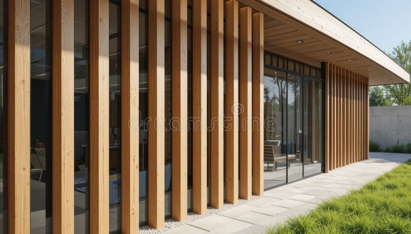 Architectural Wooden Slat Wall for Exterior or Interior Use. Stock ...