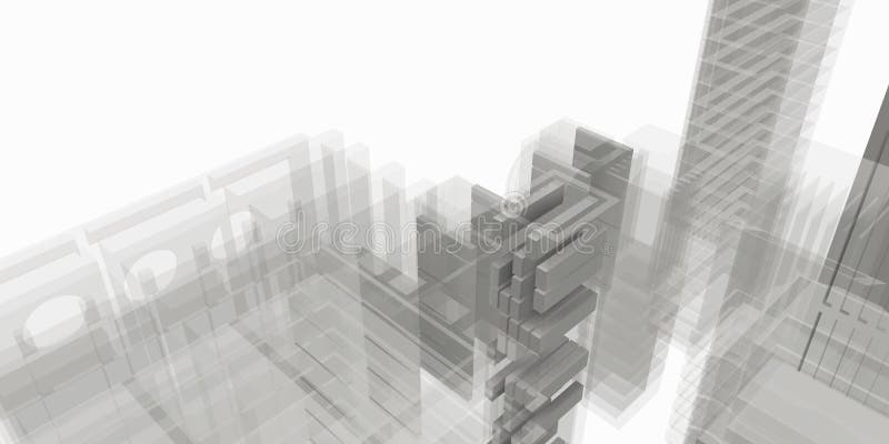 Grey Structure of Architectural Work of Draw in White Soft Environment ...