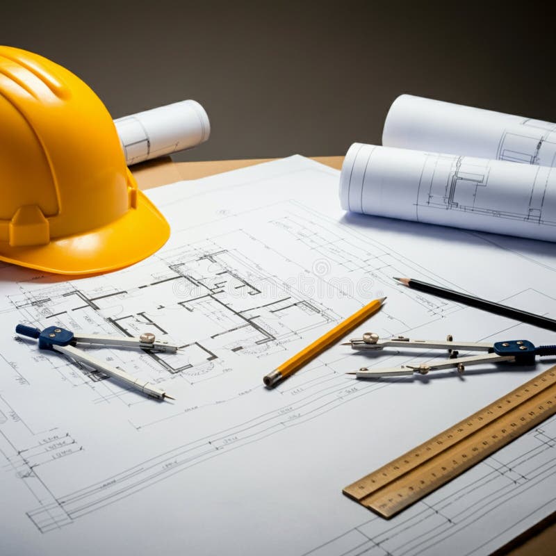 Architectural Workspace Featuring Detailed Floor Plans on a Table ...