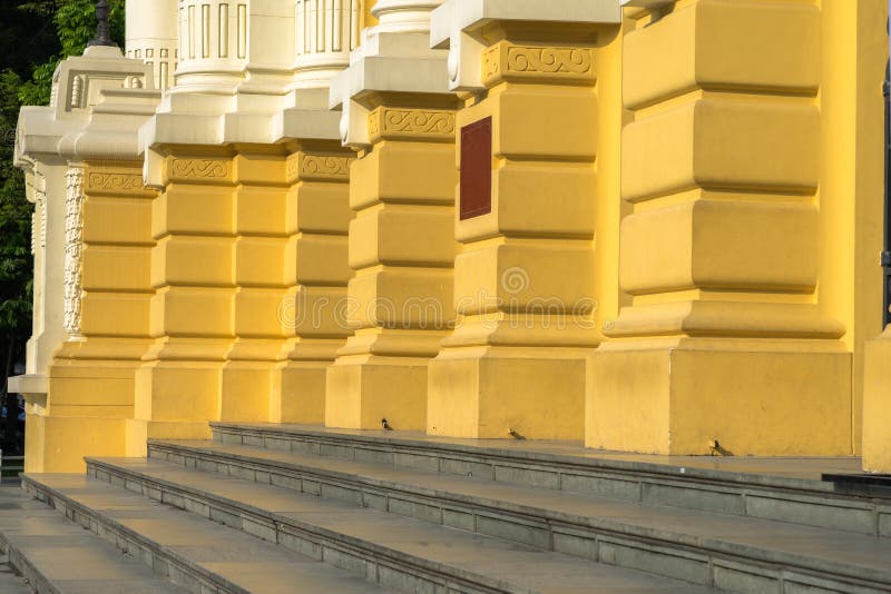 Architectural Yellow Columns of Old Building Stock Image - Image of ...
