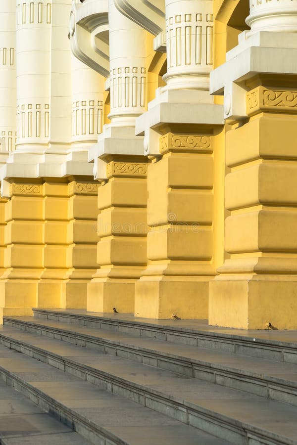 Architectural Yellow Columns of Old Building Stock Photo - Image of ...