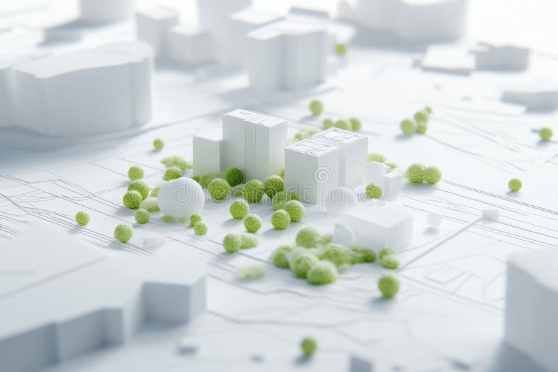Architecturally Designed Model of a City Featuring Modern Homes and ...