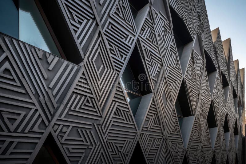 Architecturally Intricate Facade with Geometric Shapes and Lines Stock ...