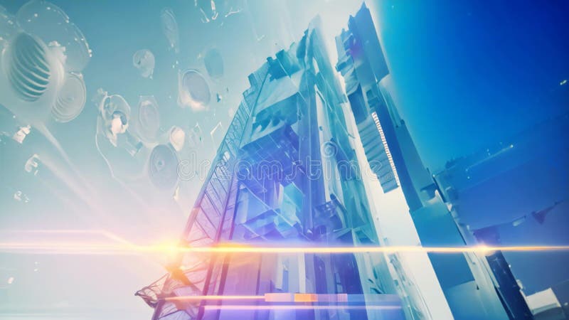 Architecturally Striking Skyscraper with Geometric Lines, Overlay of ...