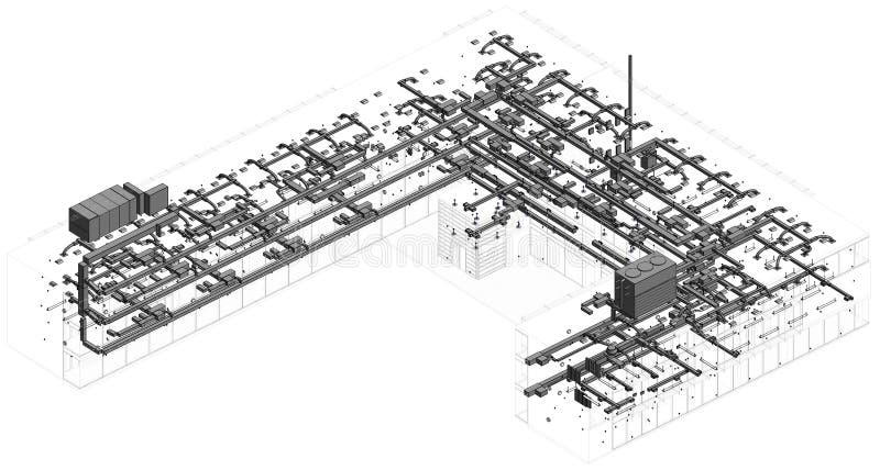 Architecture 3d BIM Isometric Ductwork Illustration Иллюстрация штока ...
