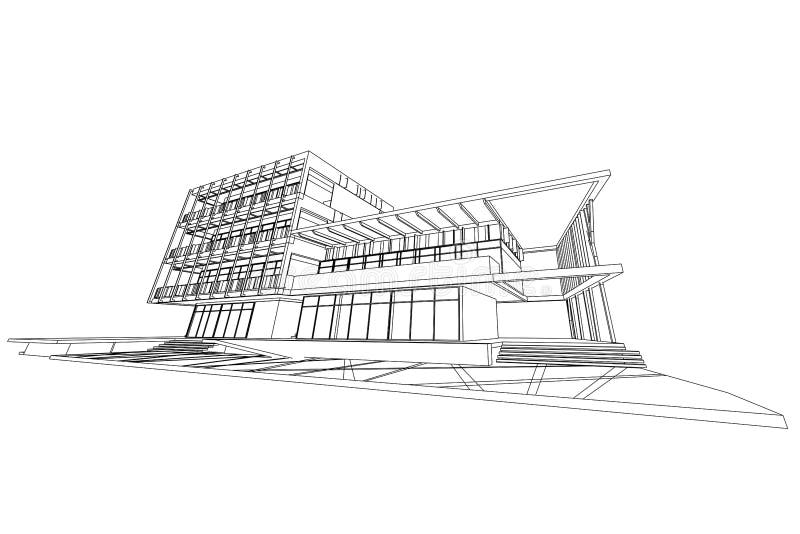 Architecture Abstract, 3d Illustration, Building Structure Commercial ...