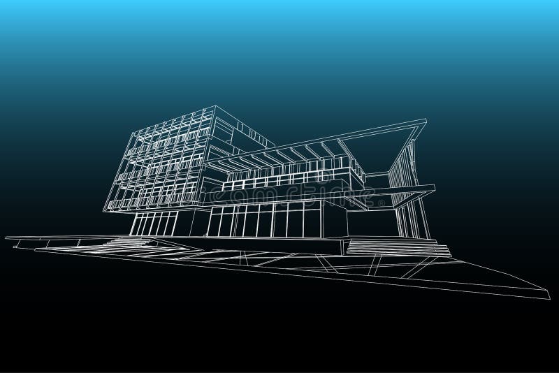 Architecture Abstract, 3d Illustration, Building Structure Commercial ...