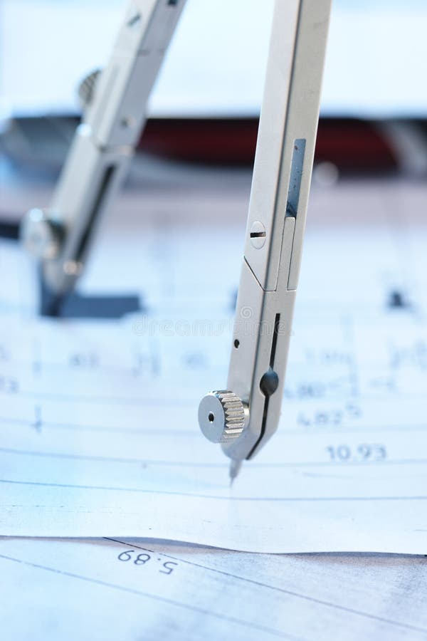 Architect S Workspace, Tools, and Blueprints Stock Image - Image of ...