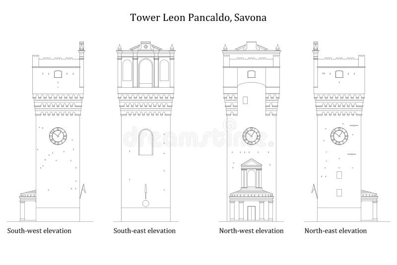 Architecture of an Ancient Medieval Tower Stock Illustration ...