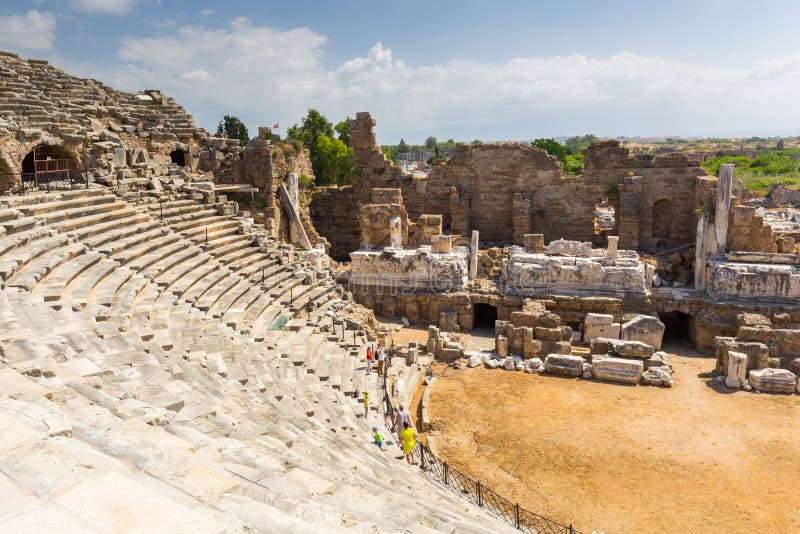 Architecture of the Ancient Roman Theatre in Side, Turkey Stock Image ...