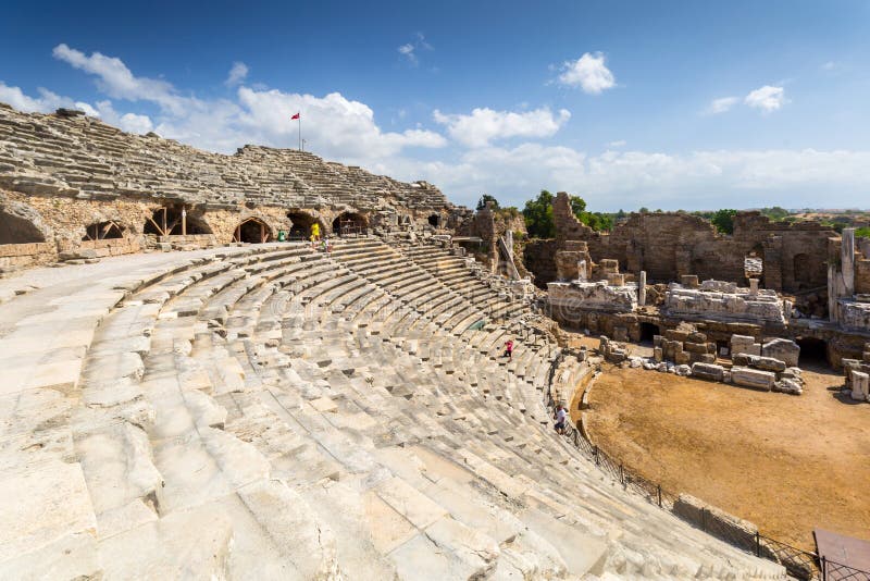 Architecture of the Ancient Roman Theatre in Side, Turkey Stock Image ...