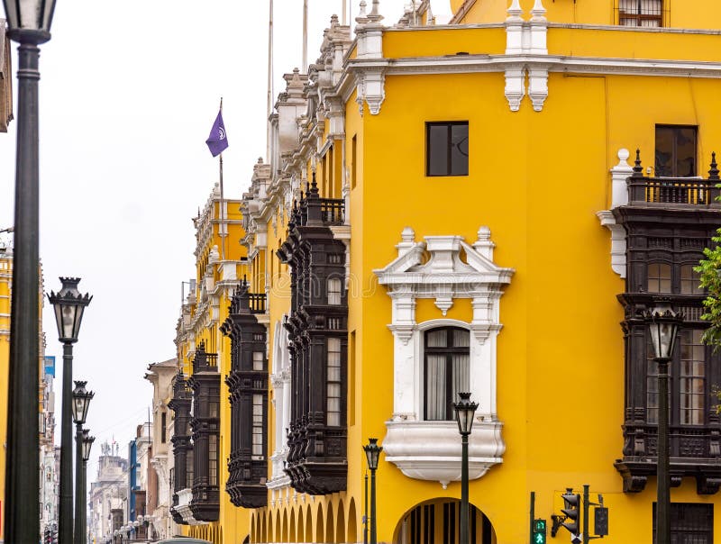 Architecture Around Plaza Mayor in Downtown Lima, Peru Stock Photo ... Architecture Around Plaza Mayor in Downtown Lima, Peru Stock Photo ...