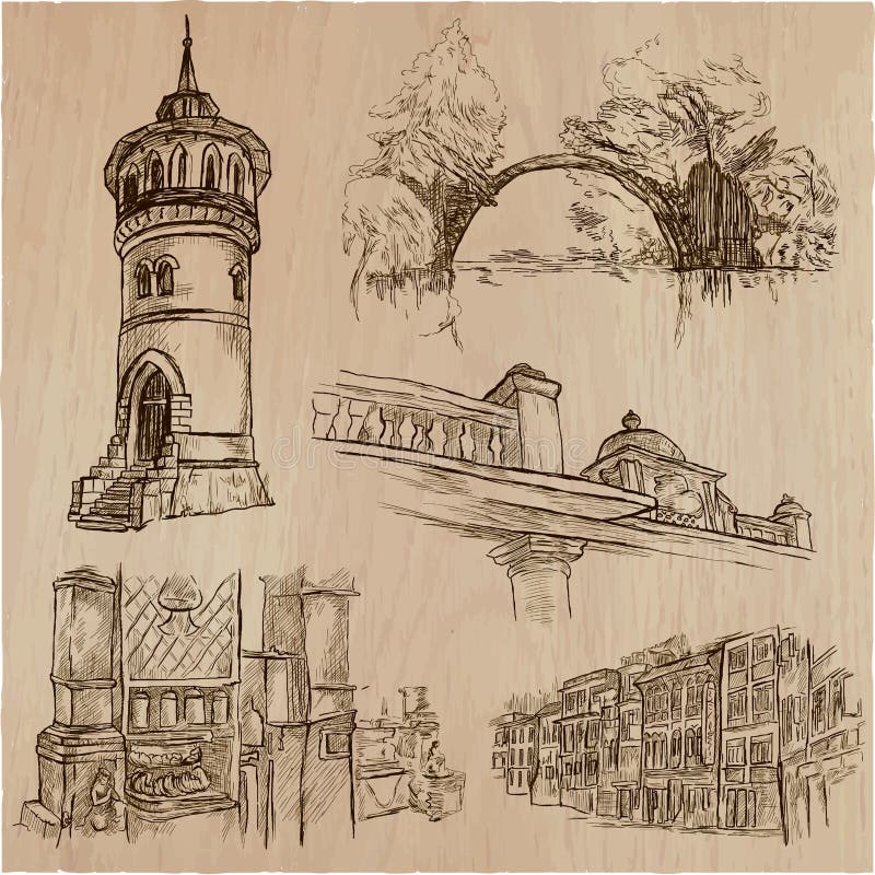 Architecture Around the World - an Hand Drawn Vector Pack, Collection ...