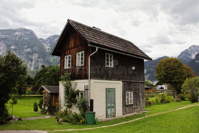 Architecture in the Austrian Alps at Hallstatt Stock Photo - Image of ...