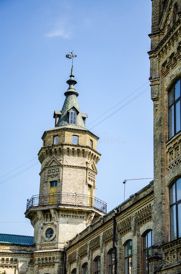 Architecture Background Tower of an Ancient Brick Building Stock Image ...
