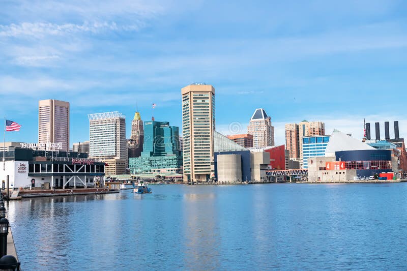 Architecture of Baltimore S Inner Harbor - Skyscrapers Under a Blue Sky ...