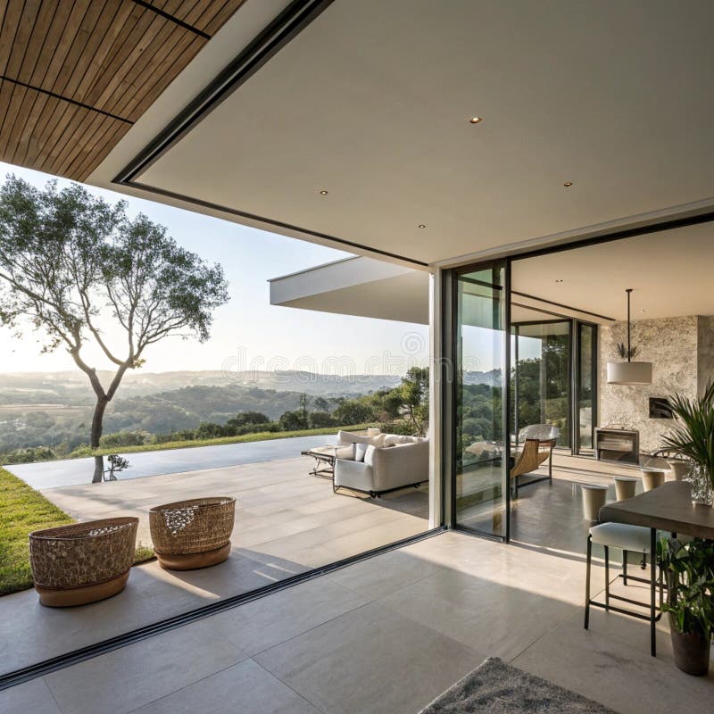 Architecture, Beautiful Interior of a Modern Villa, View from Veranda ...