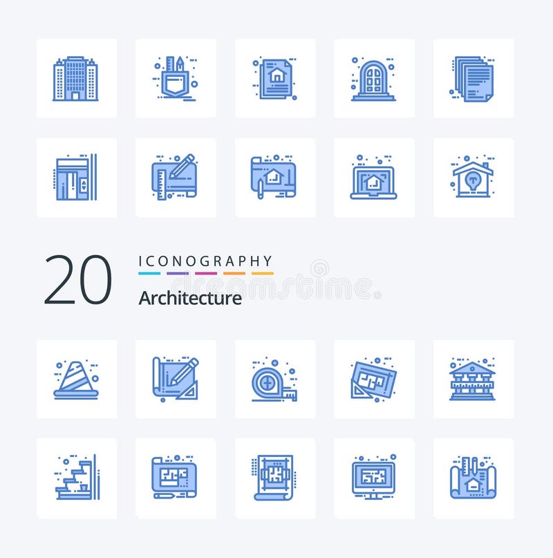 20 Architecture Blue Color Icon Pack Like Plan Map Construction ...