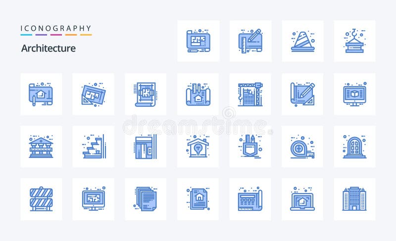 25 Architecture Blue Icon Pack Stock Vector - Illustration of document ...