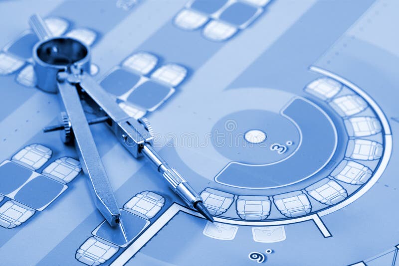 Architecture Blueprint Compass Stock Image - Image of instrument ...