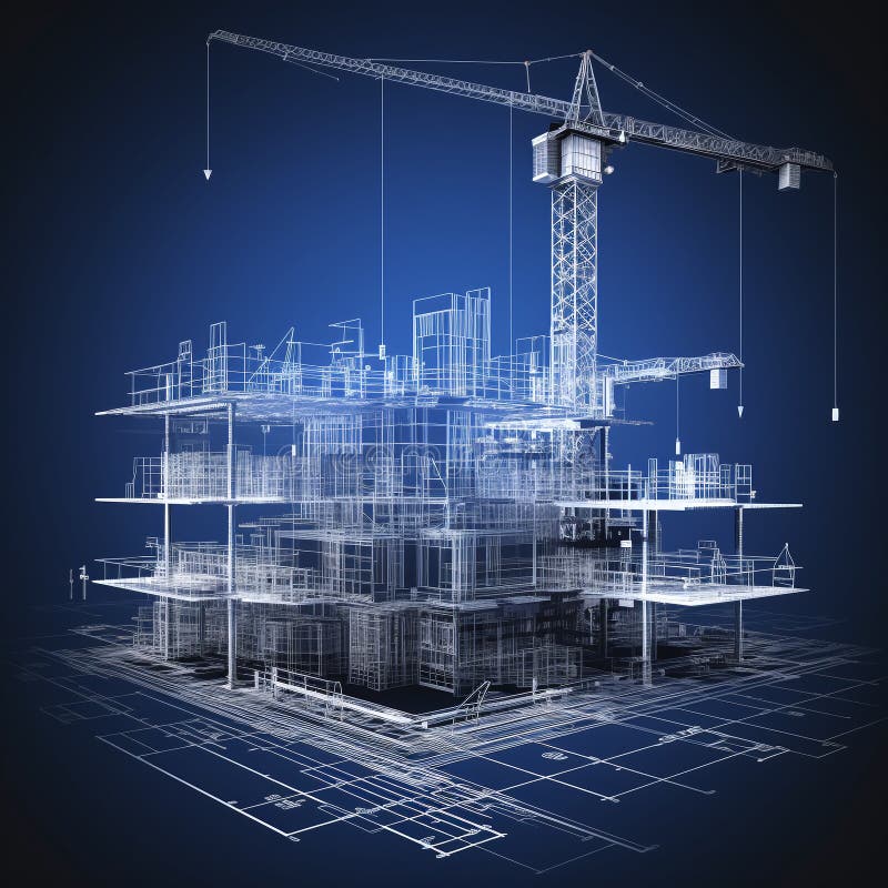 Architecture Blueprint - 3d Plan - Generative AI Stock Illustration ...