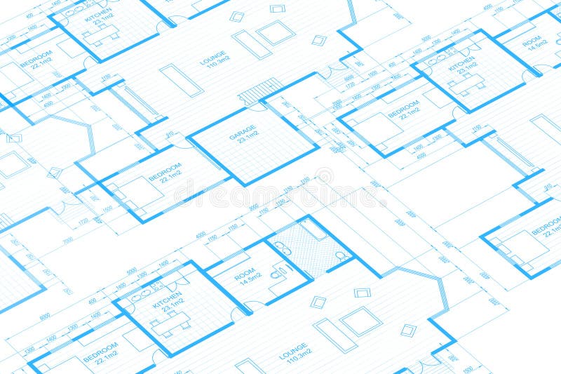Architecture Blueprint on Digital Lcd Display with Reflection. Stock ...