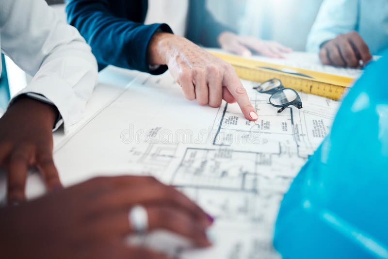 Architecture, Blueprint and Engineer Team Planning Building Project in ...