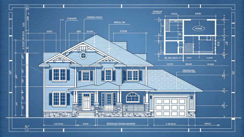Architecture Blueprint House Plan Stock Illustration - Illustration of ...