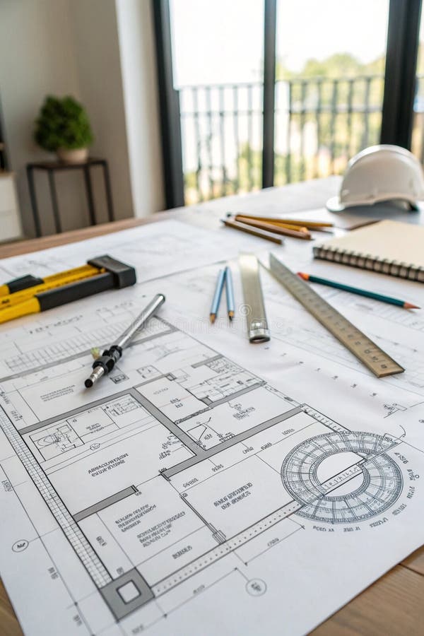 Architecture Blueprint & Measurement and Designer Tools Stock Image ...