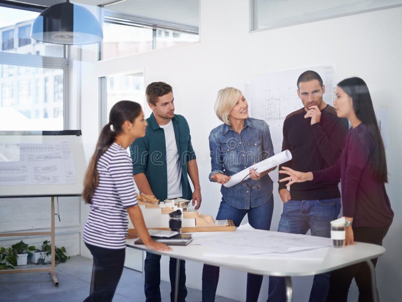 Architecture, Blueprint and Model with Developer Team in Office ...