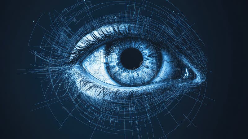 Architecture Blueprint Style Cross Section of an Eye Scanner Stock ...