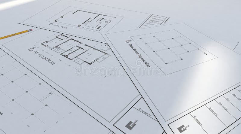 Architecture Blueprint & Working Drawing Stock Illustration ...