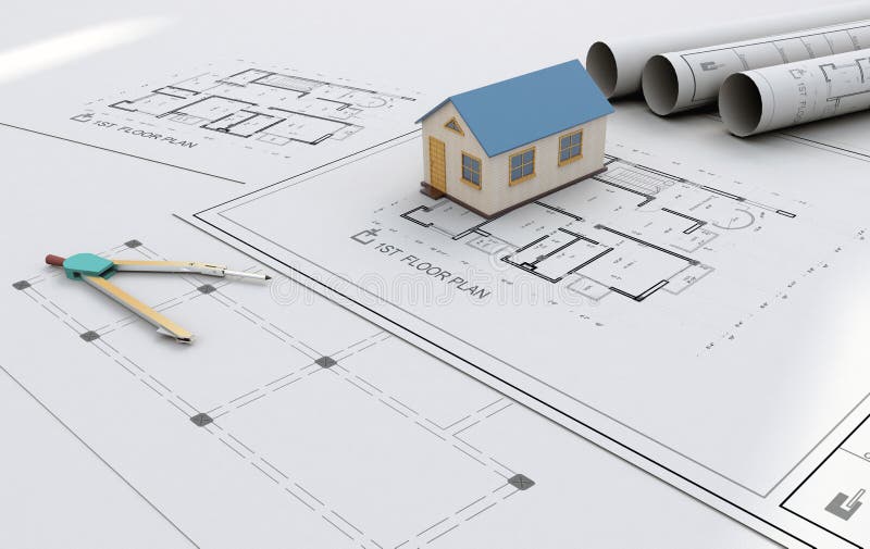Architecture Blueprint & Working Drawing Stock Illustration ...