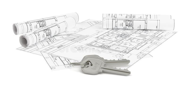 Keys on an Architecture-plan Stock Photo - Image of architect, floor ...
