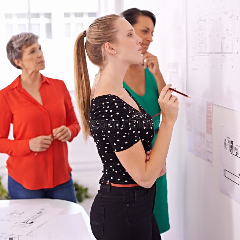 Architecture, Board or People Thinking of Drawing in Office for ...