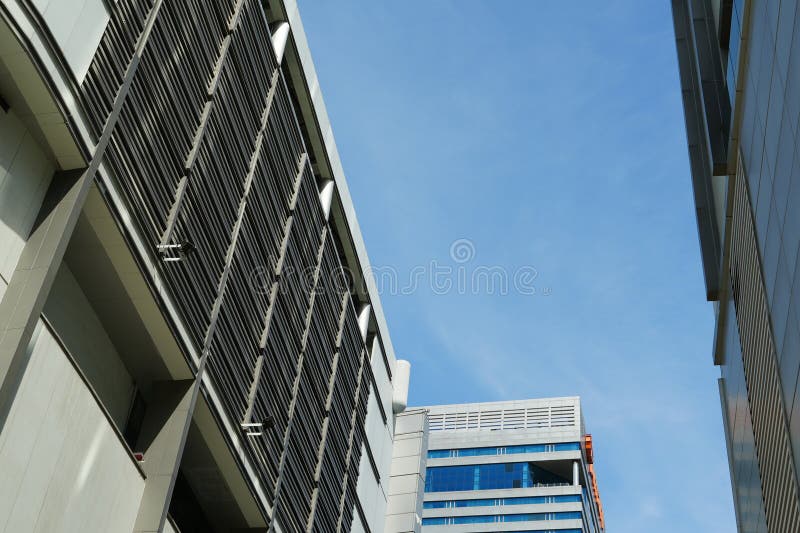 Architecture of Building Corner with Blue Sky Background in Bangkok ...