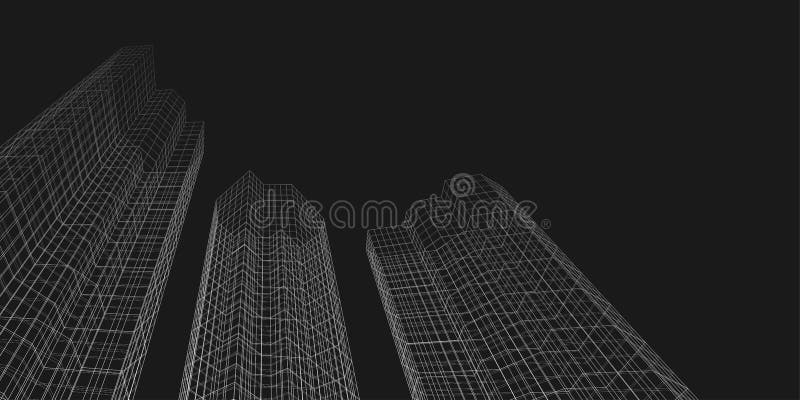 Architecture Building 3d. Concept Sketch. Black Backdrop Stock ...