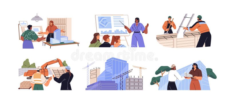 Architecture Business Set. Architect Presenting, Show Construction ...