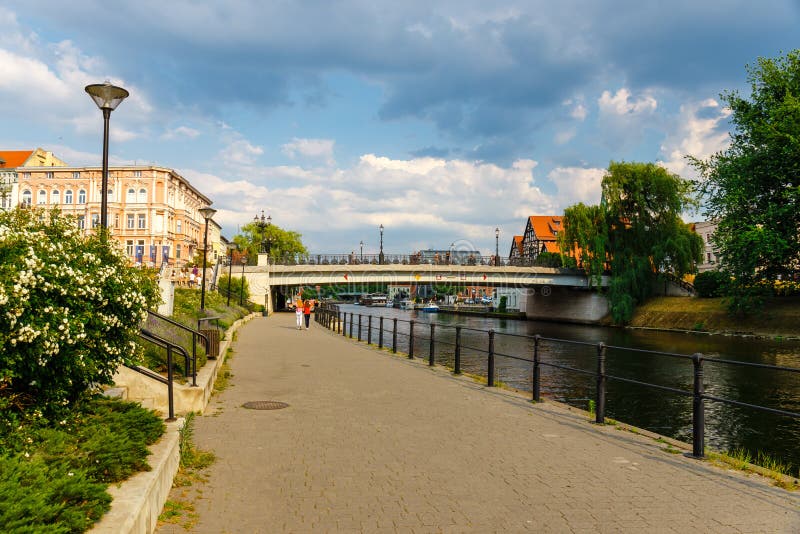 Architecture of Bydgoszcz City at Brda River in Poland, Poland ...