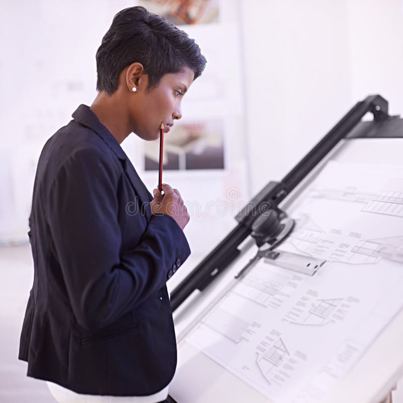 Architecture, Civil Engineering or Woman Thinking of Drawing for ...