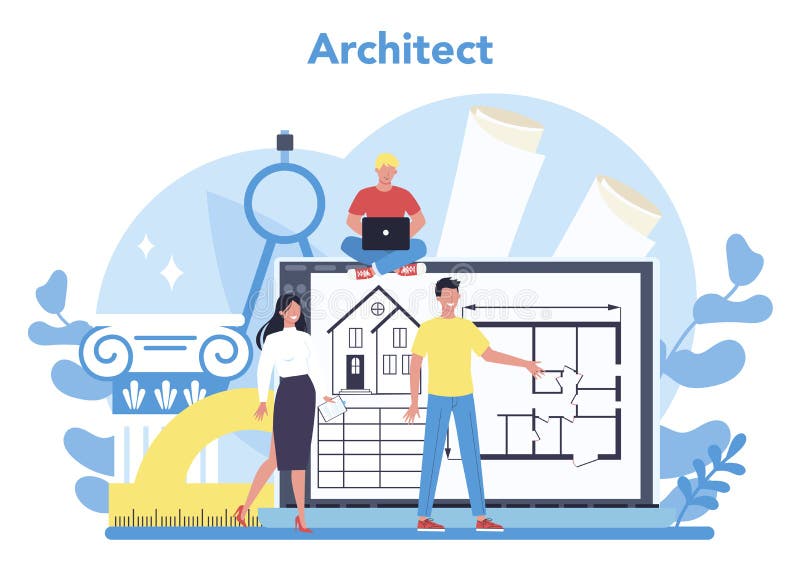 Architecture Concept. Idea of Building Project and Construction Work ...