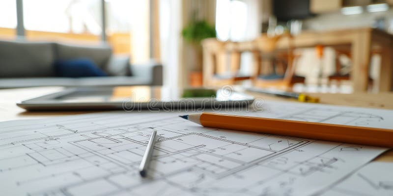 Architecture Concept at Work of a Digital Tablet Pc with Drawing on it ...